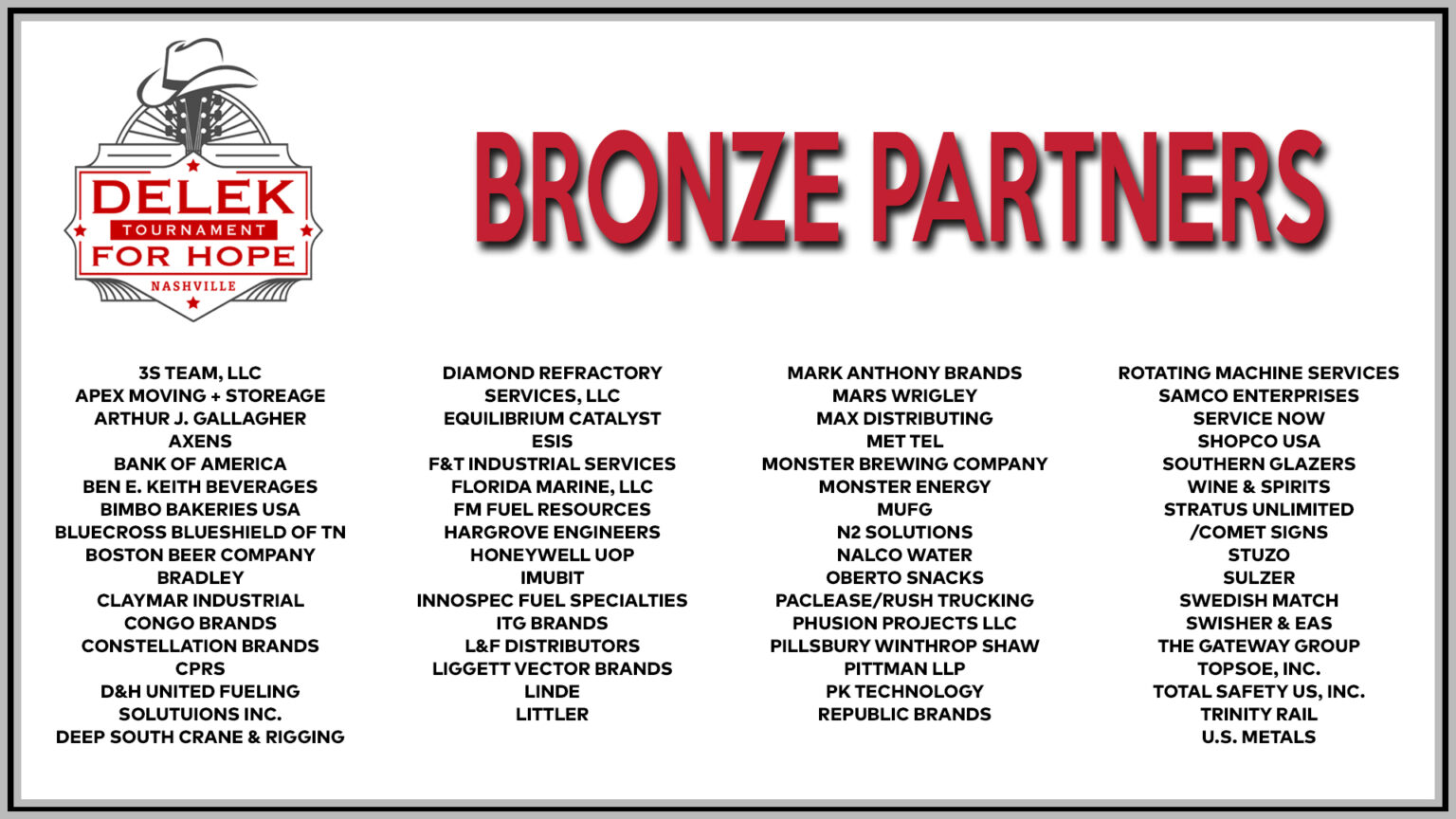 2024 Wall of Hope Nashville | Corporate Partners | Delek Fund For Hope